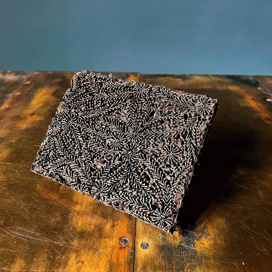 Antique Copper Batik Textile Block Stamp, Botanical Print Metal Fabric ...