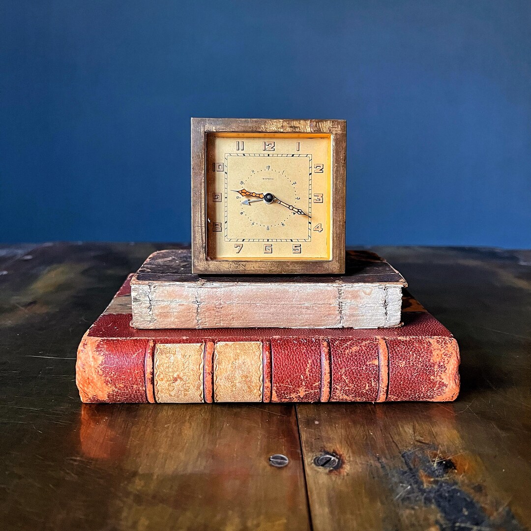 Vintage Brass Kienzle Alarm Clock, Square German Bedside Clock - Etsy