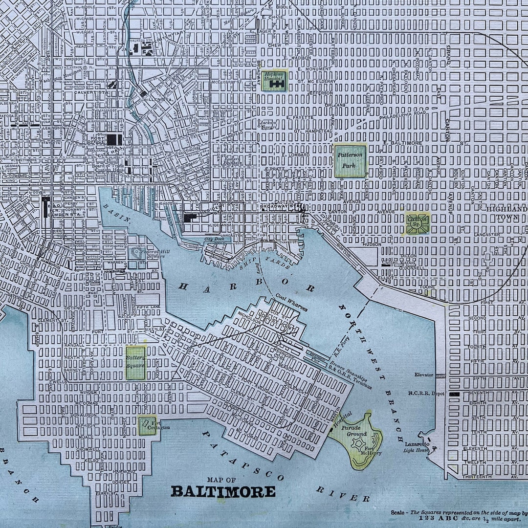 Map of Baltimore, Antique Baltimore Map, Original 1901 Atlas Page, New ...