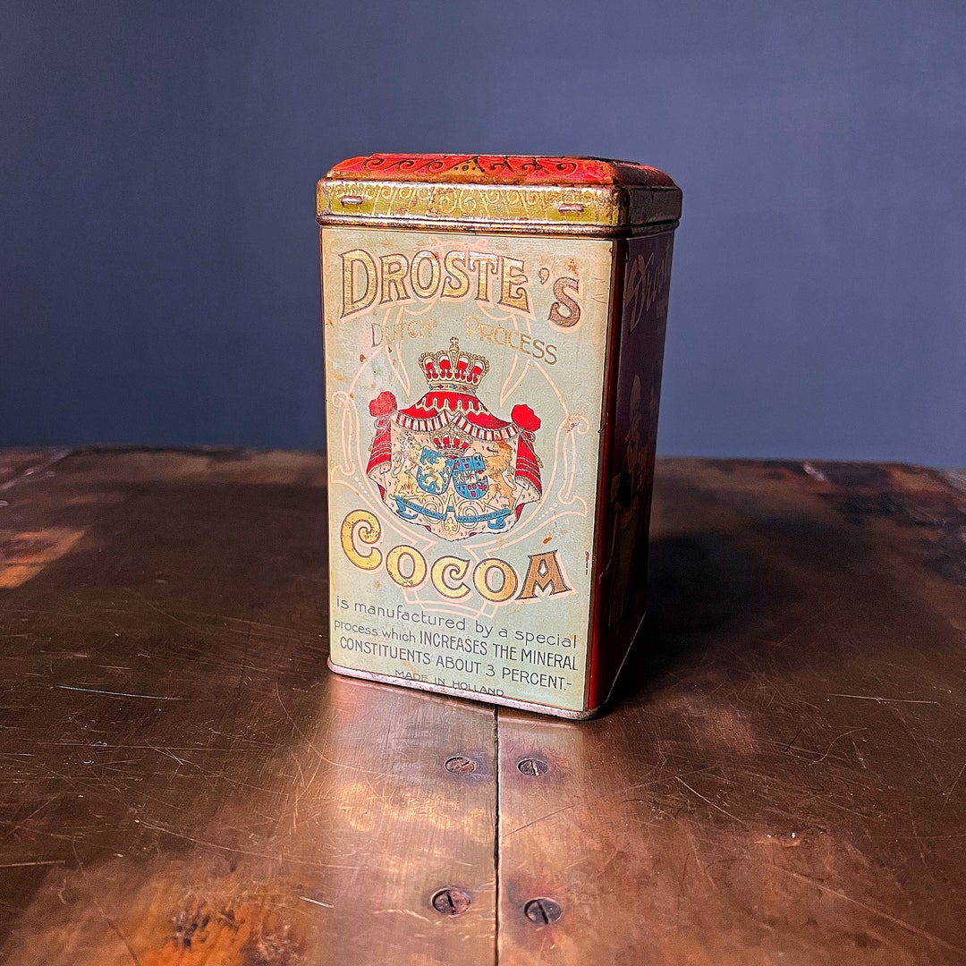 Antique Droste’s Cocoa Tin With Hinged Lid, Collectible Advertising Tin ...