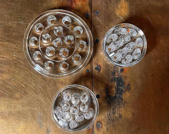 Vintage Flower Frogs, Collection of 3 Clear Glass Flower Frogs - Etsy
