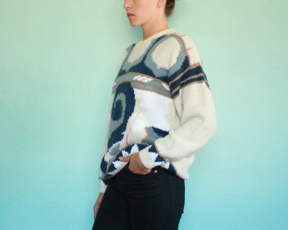 Abstract Print Mohair Sweater - Gem