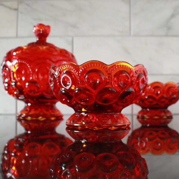 Red Carnival Glass - Etsy