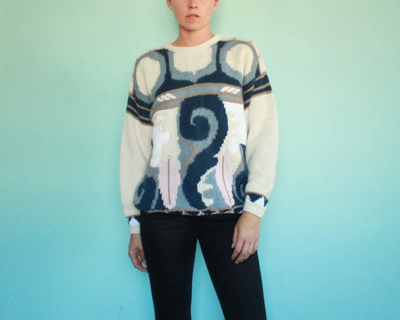 Abstract Print Mohair Sweater - Gem