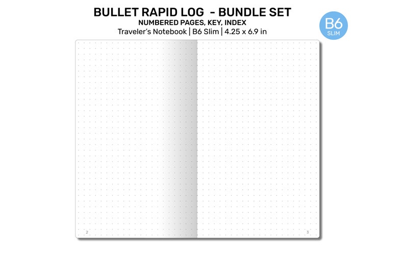 B6 Slim Bundle SET Printable Insert Grid, Blank, Dot Grid, Cross Grid ...