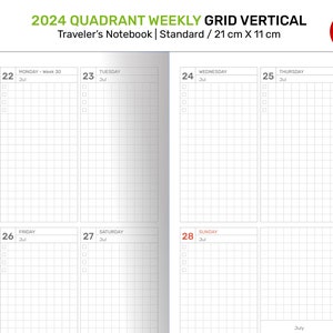2024 Weekly Quadrant Traveler's Notebook Printable Wo2p - Etsy