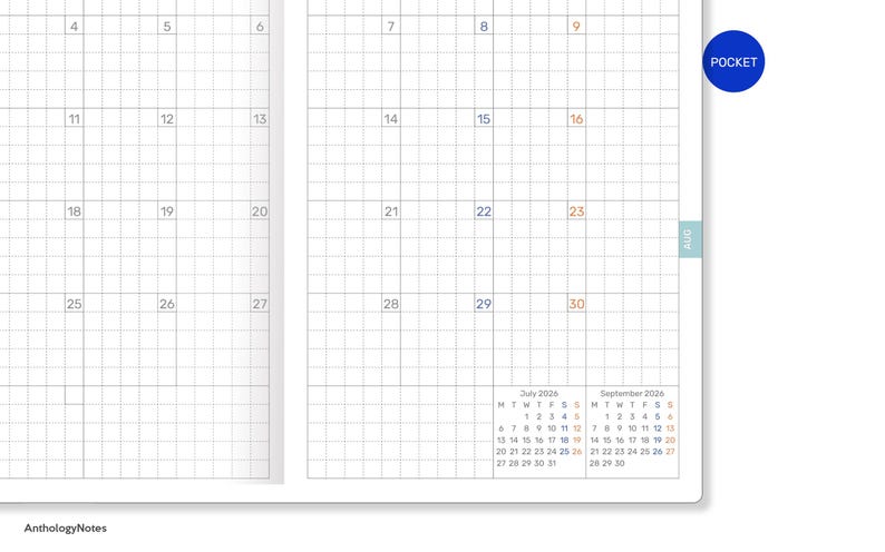 2026 TN POCKET Monthly GRID Traveler's Notebook Printable Refill Insert ...