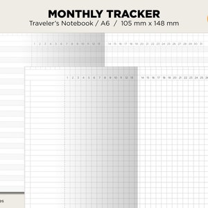 A6 Size Monthly Tracker Grid Printable Traveler's Notebook Planner ...