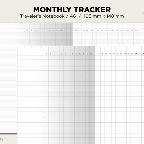 A6 Size Monthly Tracker Grid Printable Traveler's | Etsy