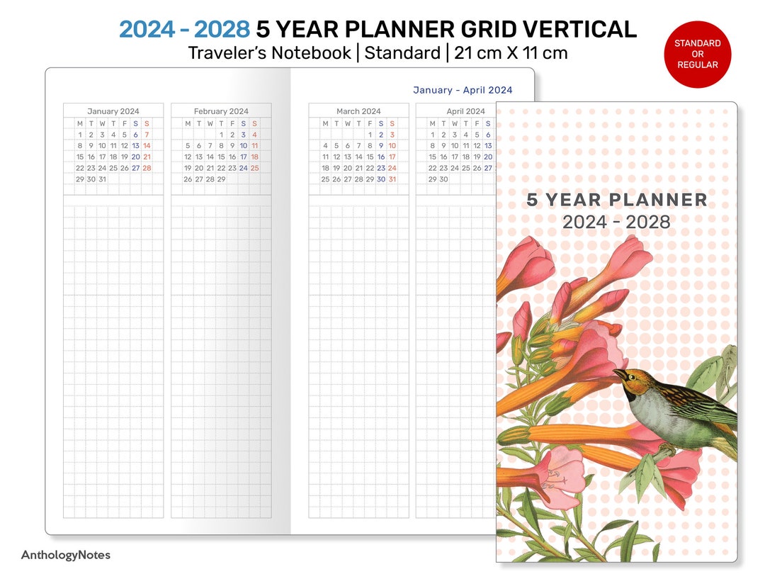 5 Year Planner Traveler's Notebook 2024 2028 FUTURE LOG Standard Size ...