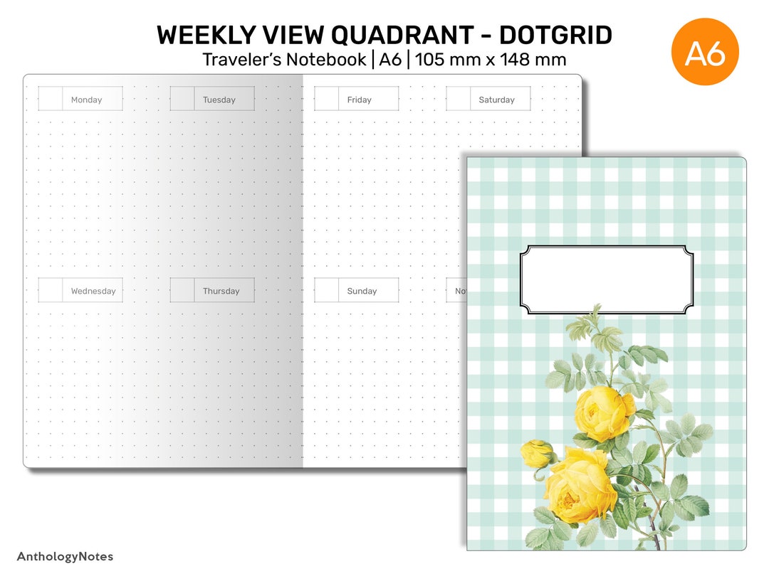 TN A6 WEEKLY View DOT Grid Traveler's Notebook Printable Insert Wo2p ...