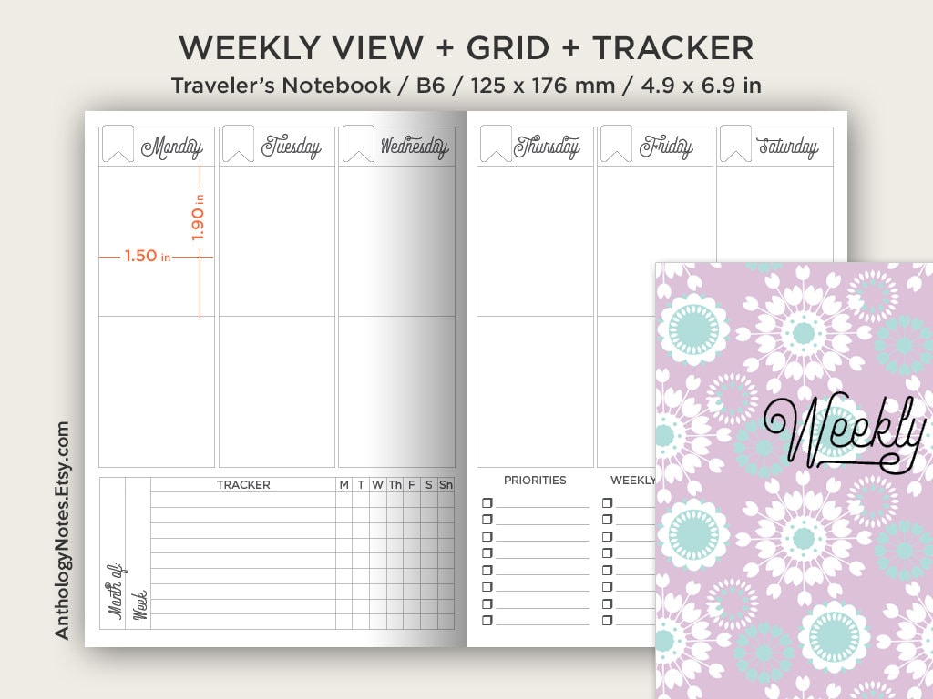 B6 Weekly Vertical Planner for EC Stickers - Traveler's Notebook ...