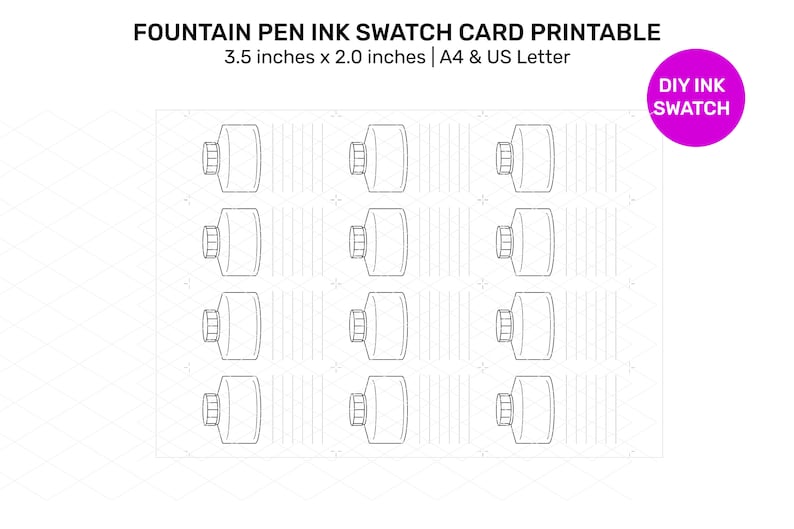 FOUNTAIN PEN Ink Swatch Cards Printable DIY Ink Swatching - Etsy