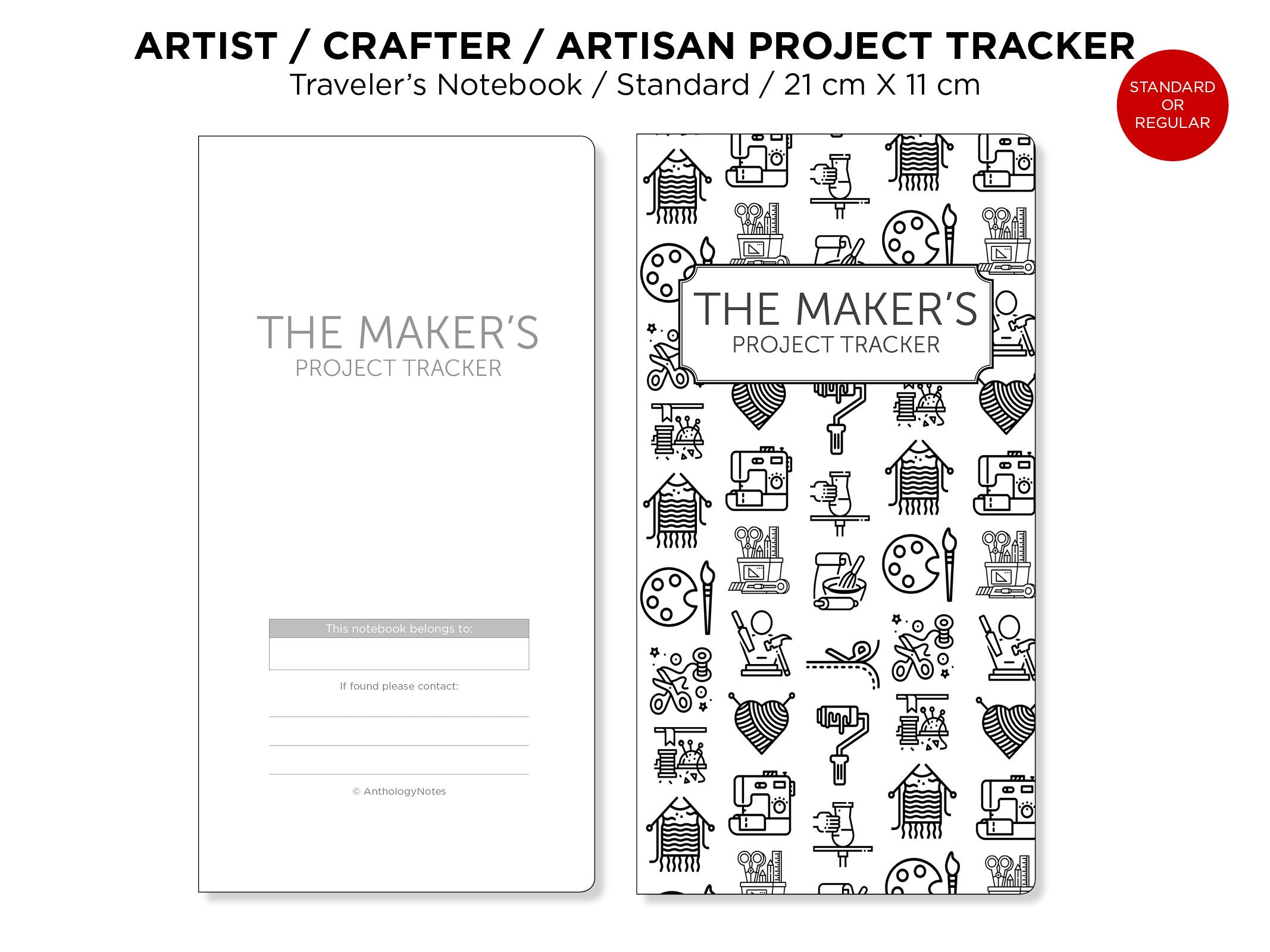 Maker's PROJECT TRACKER for Artists Crafters Artisans Standard Traveler ...