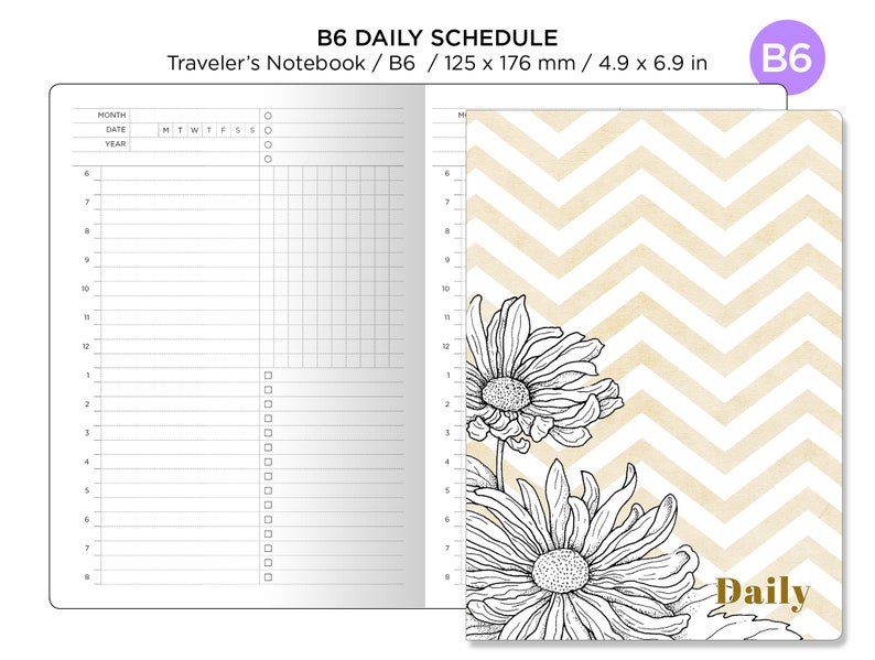 B6 DAILY View Schedule Traveler's Notebook Printable Insert - Do1p ...