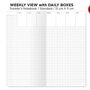 Weekly GRID With DAILY Boxes Grid Standard TN Printable Insert - Etsy