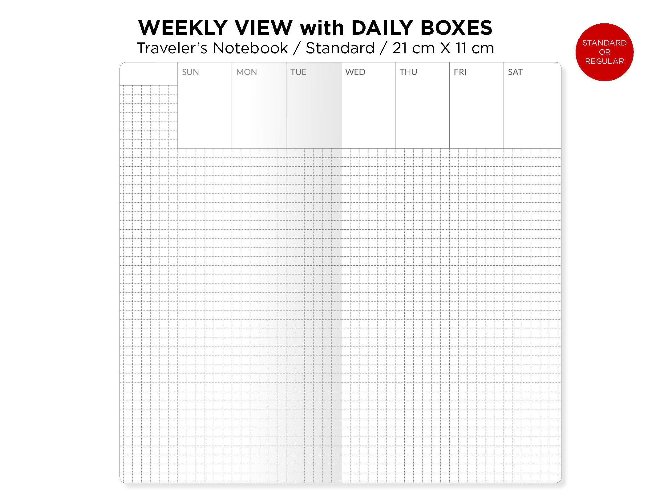 Weekly GRID With DAILY Boxes Grid Standard TN Printable Insert - Etsy