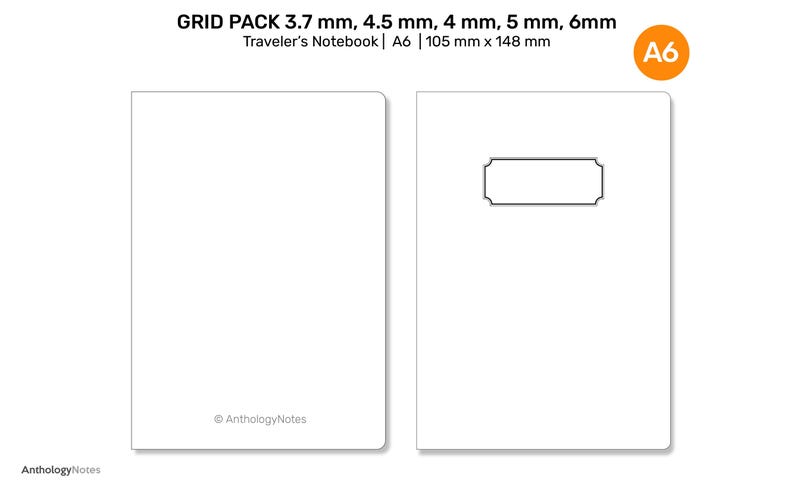 TN A6 Printable Traveler's Notebook Grid Insert Bundle | Numbered Pages ...
