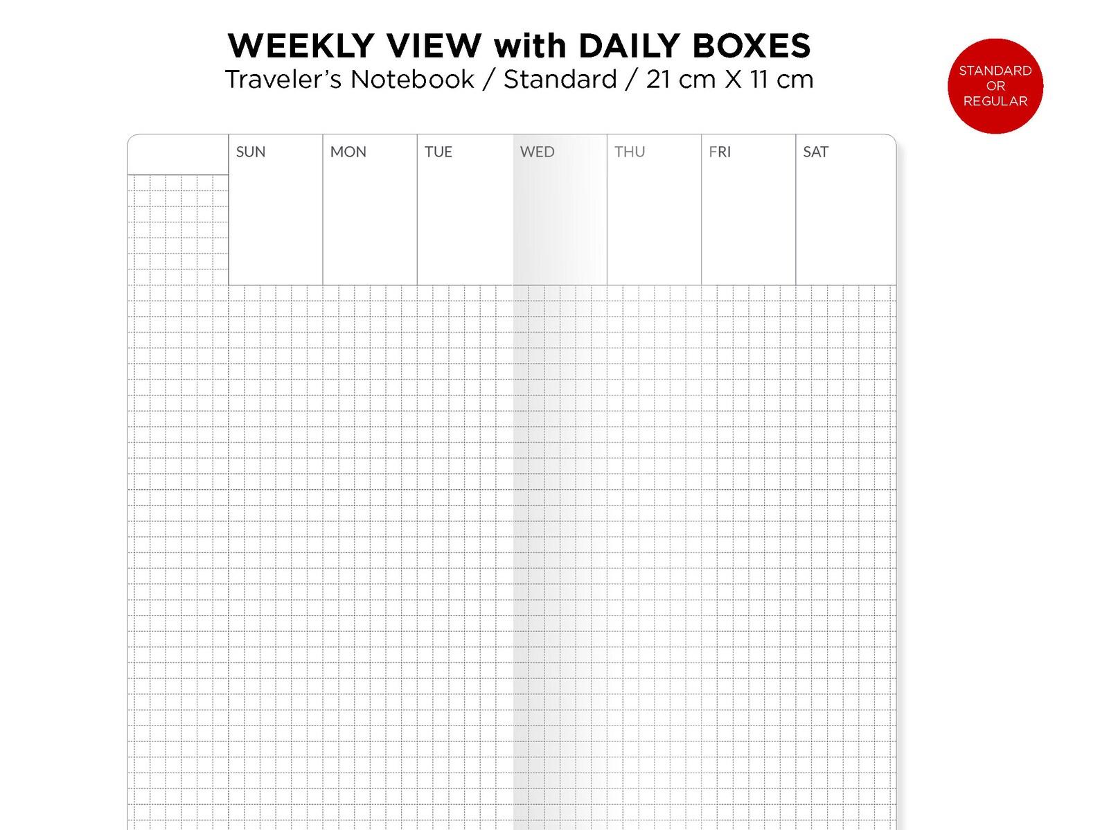 Weekly GRID With DAILY Boxes Grid Standard TN Printable Insert - Etsy