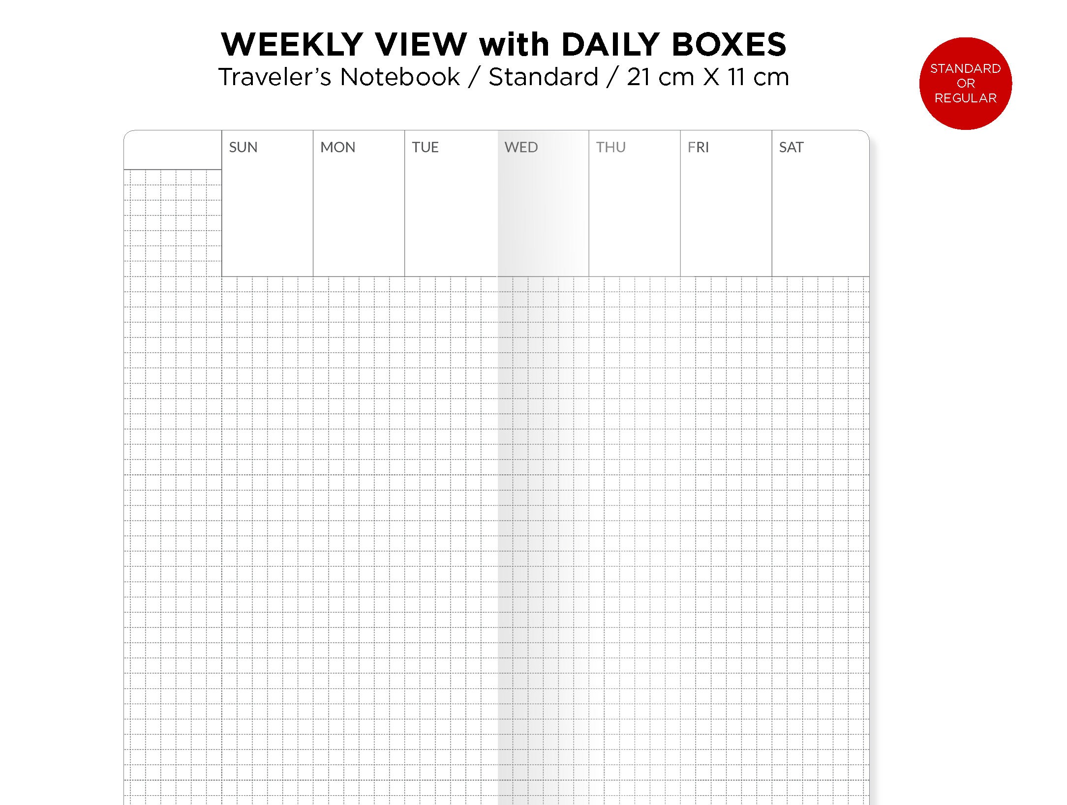 Weekly GRID With DAILY Boxes Grid Standard TN Printable Insert - Etsy