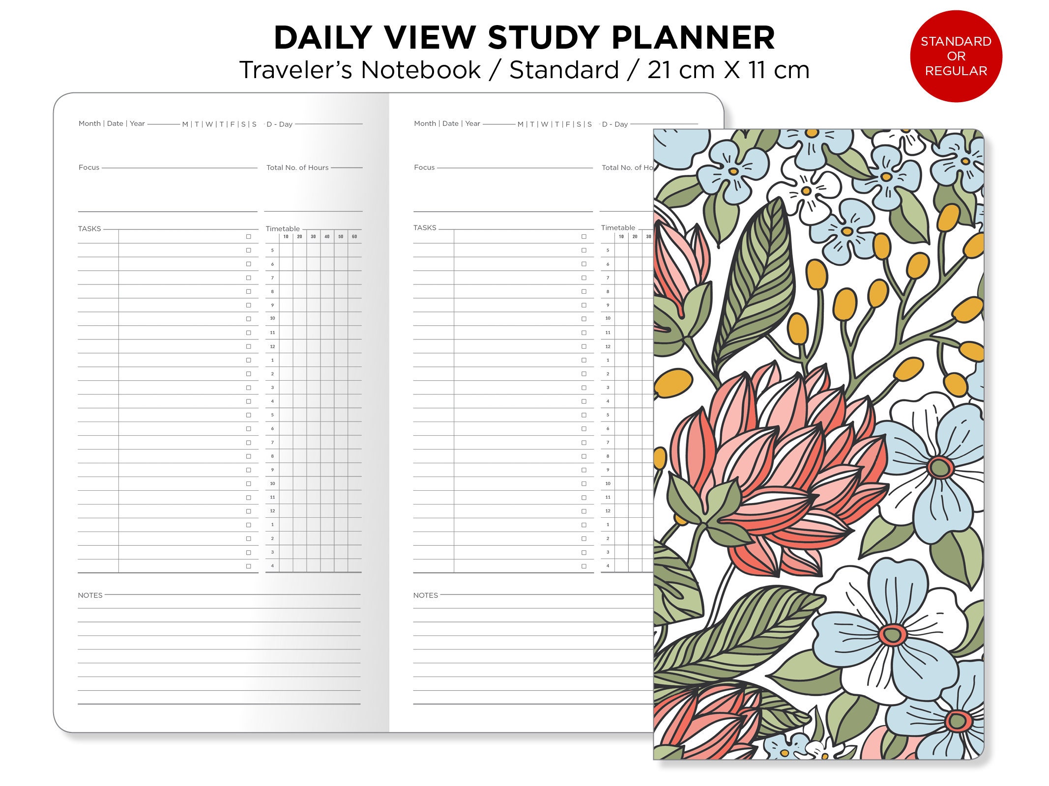 Daily STUDY Planner Timetable Printable Insert Standard Size - Etsy