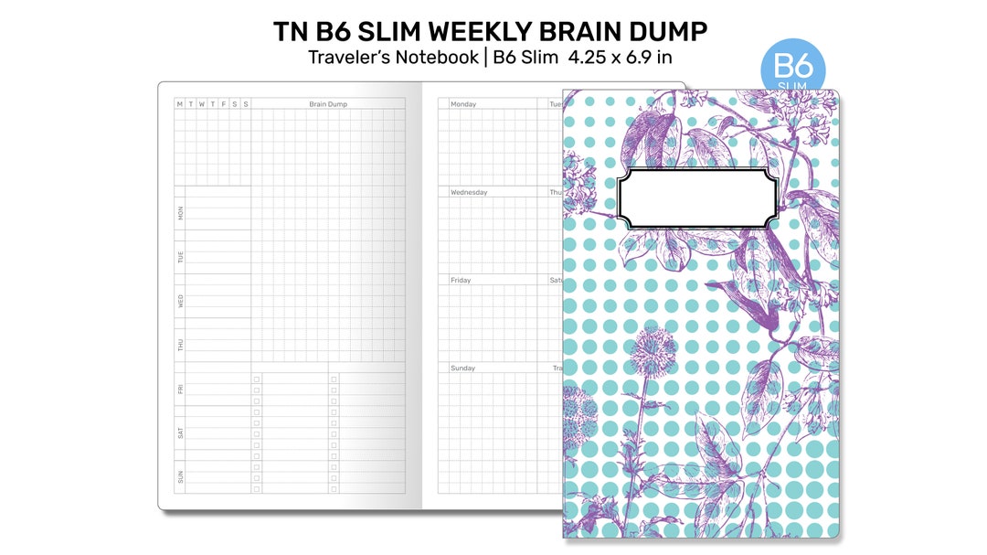 TN B6 SLIM Brain Dump Weekly Summary Traveler's Notebook Traveler's ...