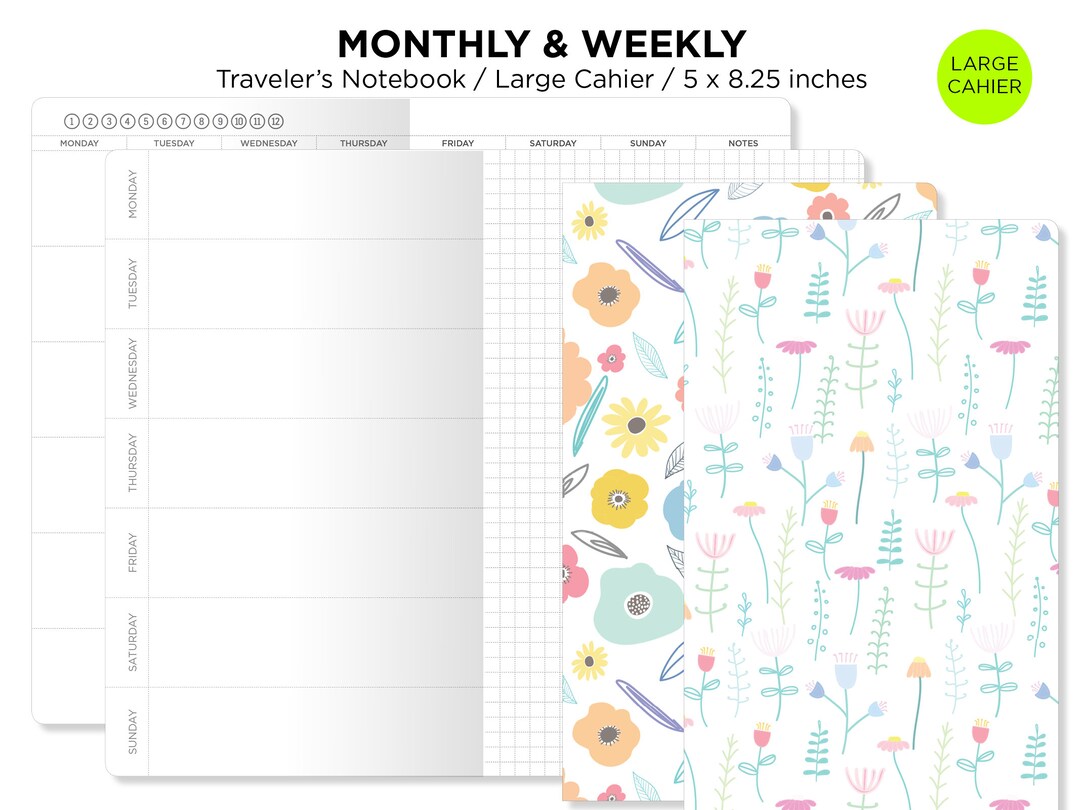 Monthly Weekly Horizontal GRID Traveler's Notebook CAHIER Size ...