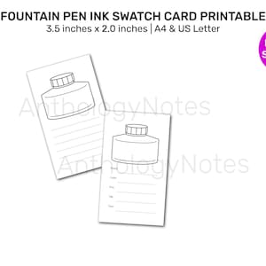 FOUNTAIN PEN Ink Swatch Cards - Printable DIY Ink Swatching AFP002 - Etsy