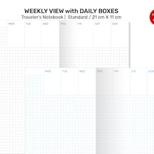 Weekly GRID With DAILY Boxes Grid Standard TN Printable Insert - Etsy