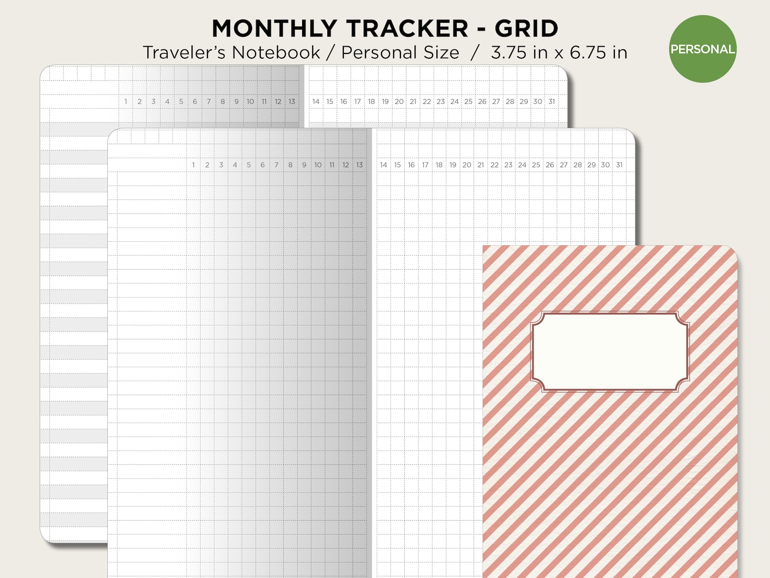 PERSONAL Monthly Tracker GRID Traveler's Notebook - Etsy