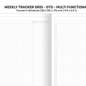 TN B6 Habit Tracker Grid GTD Printable Traveler's Notebook Insert ...