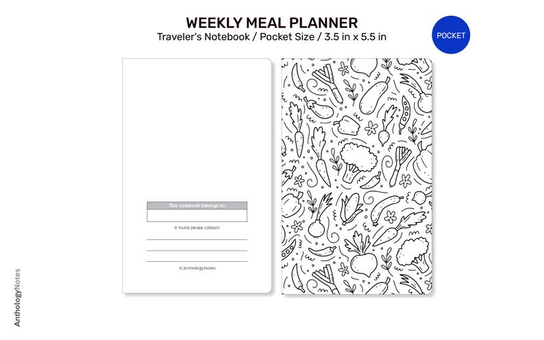 TN Pocket WEEKLY MEAL Planner Printable Traveler's Notebook Insert - Etsy