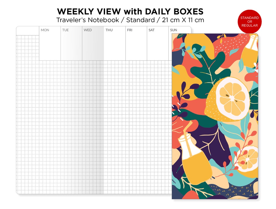 Weekly GRID With DAILY Boxes Grid Standard TN Printable Insert - Etsy