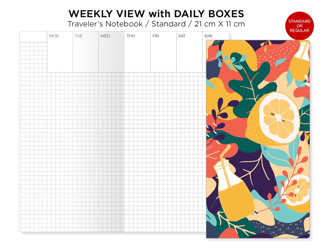 Weekly GRID With DAILY Boxes Grid Standard TN Printable Insert - Etsy