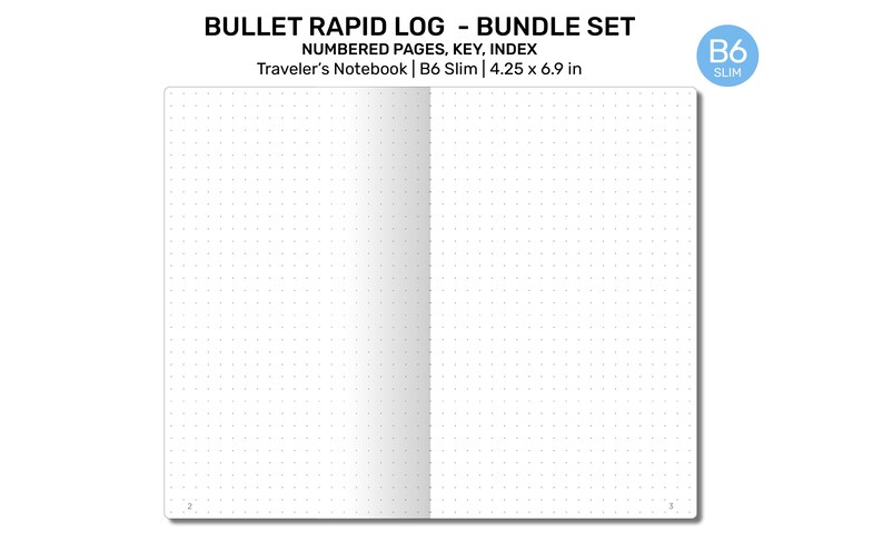B6 Slim Bundle SET Printable Insert Grid, Blank, Dot Grid, Cross Grid ...