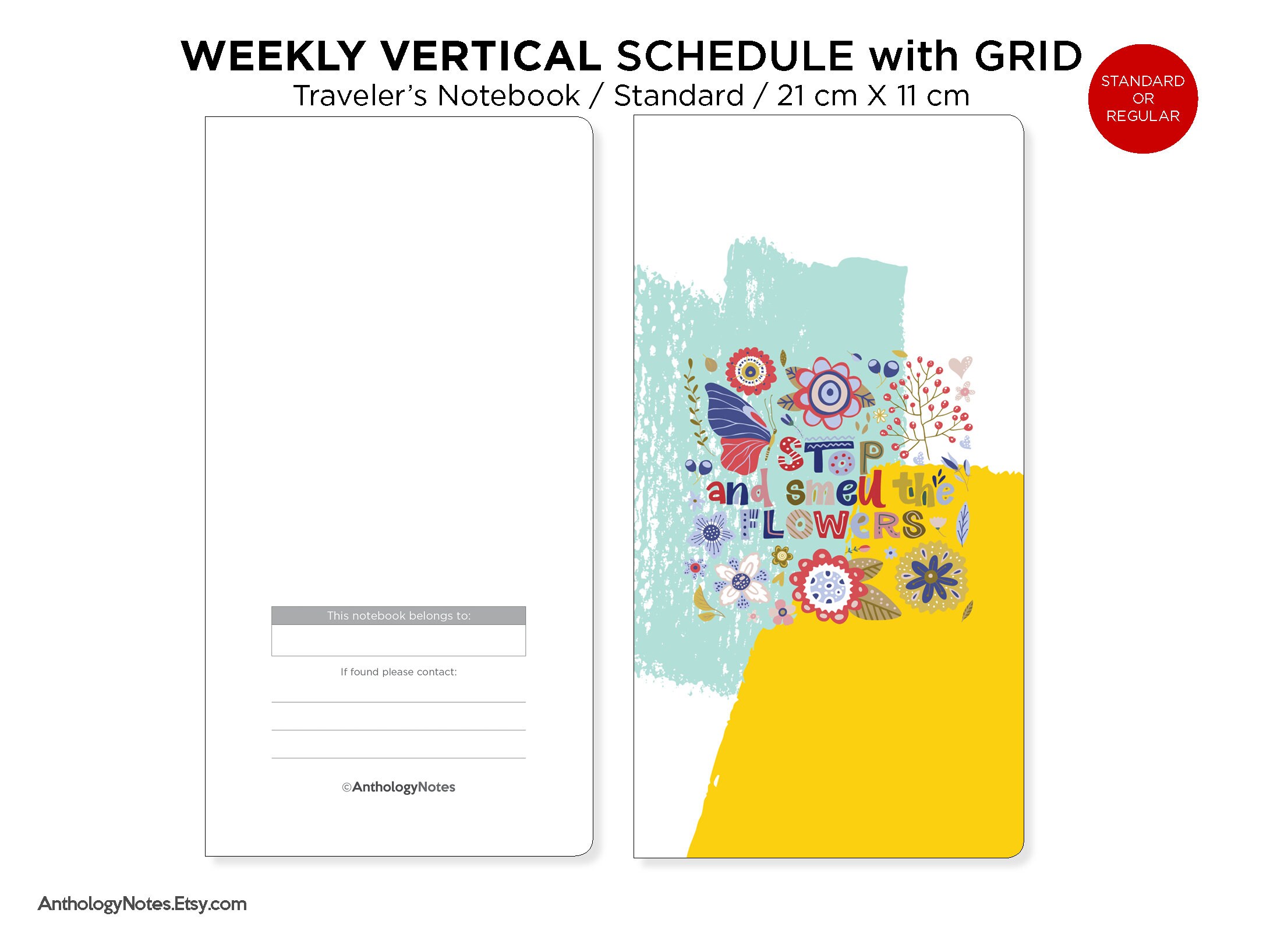 Weekly Schedule Lined Vertical With GRID for Notes - Etsy
