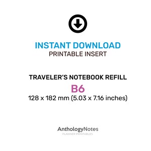TN B6 Recipe Insert for Traveler's Notebook Printable Planner Insert - Etsy