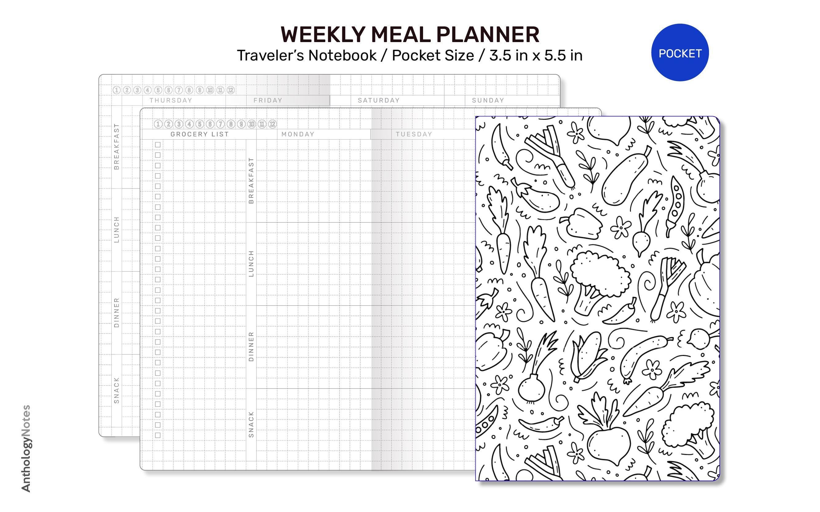 TN Pocket WEEKLY MEAL Planner Printable Traveler's Notebook Insert - Etsy