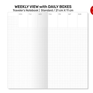 Weekly GRID With DAILY Boxes Grid Standard TN Printable Insert - Etsy