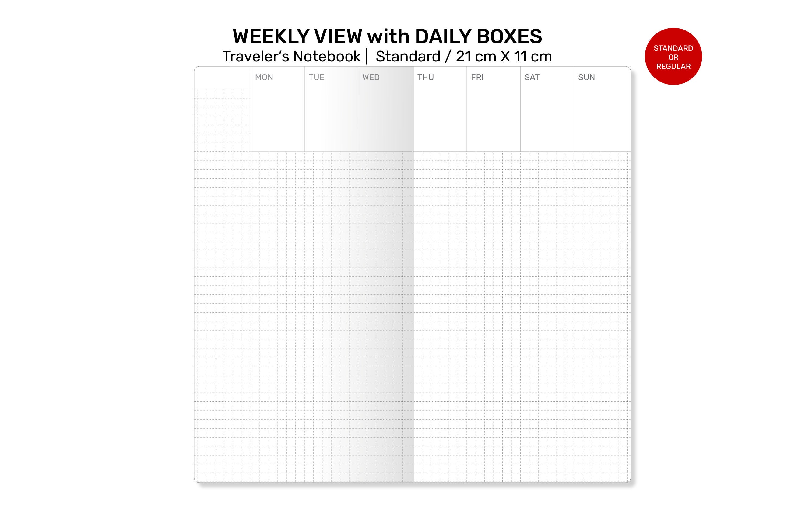 Weekly GRID With DAILY Boxes Grid Standard TN Printable Insert - Etsy