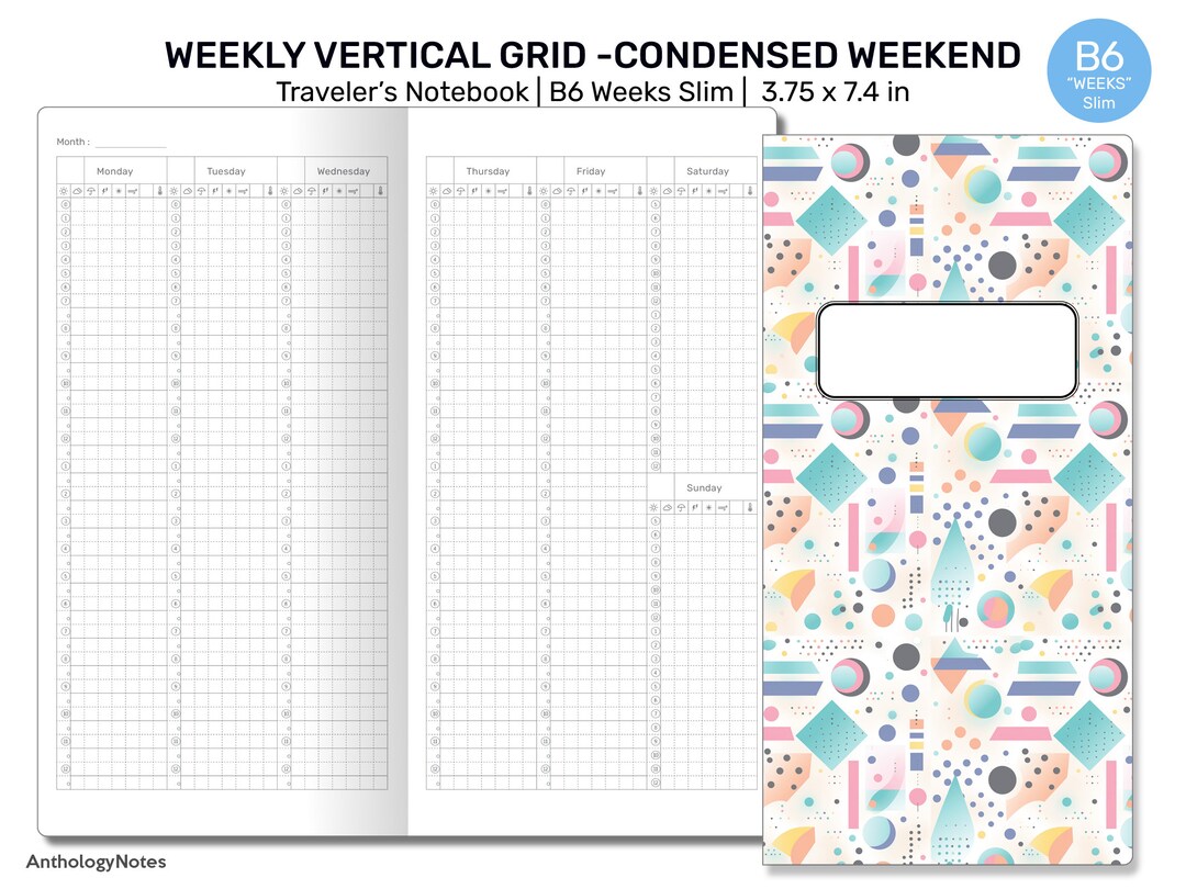 TN B6 "weeks" Slim Weekly Vertical CONDENSED Weekend Traveler's ...