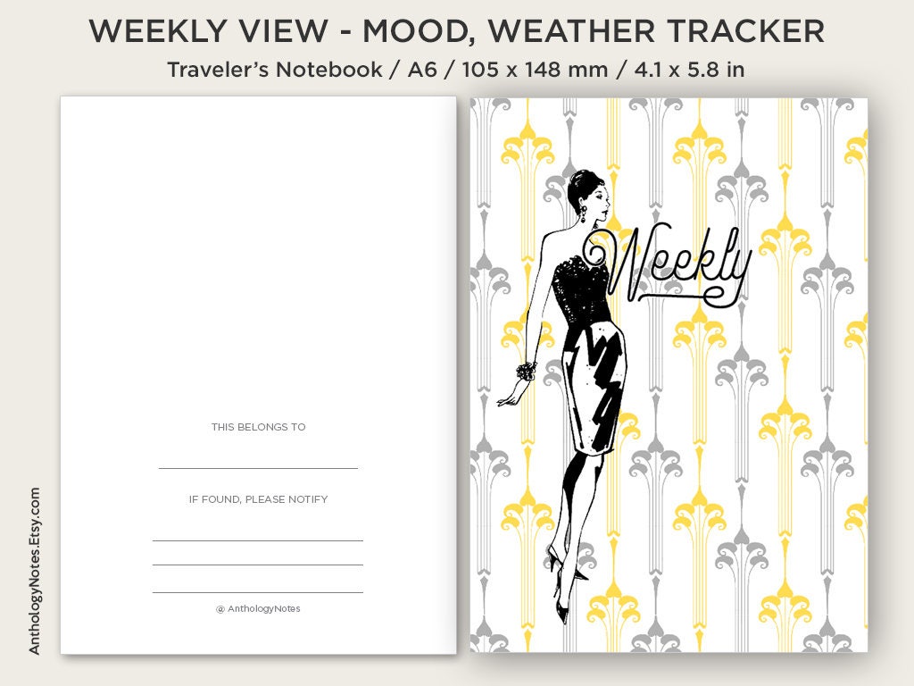 A6 Traveler's Notebook Weekly View Vertical Printable - Etsy