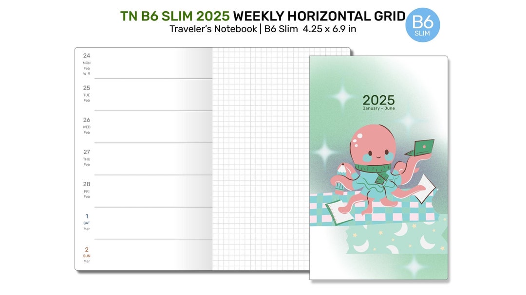 TN 2025 B6 SLIM Traveler's Notebook Weekly Planner With Grid ...