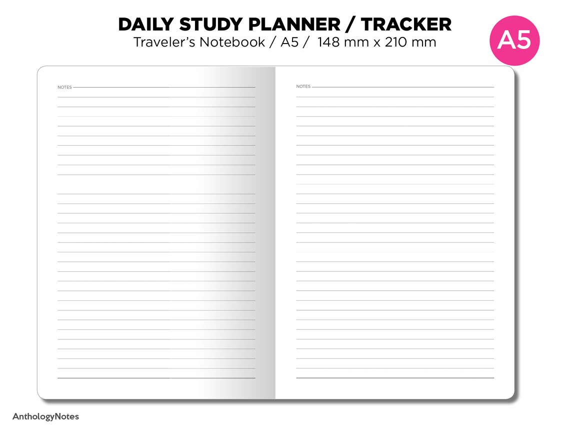 A5 TN DAILY STUDY Planner Tracker Printable Insert - Etsy
