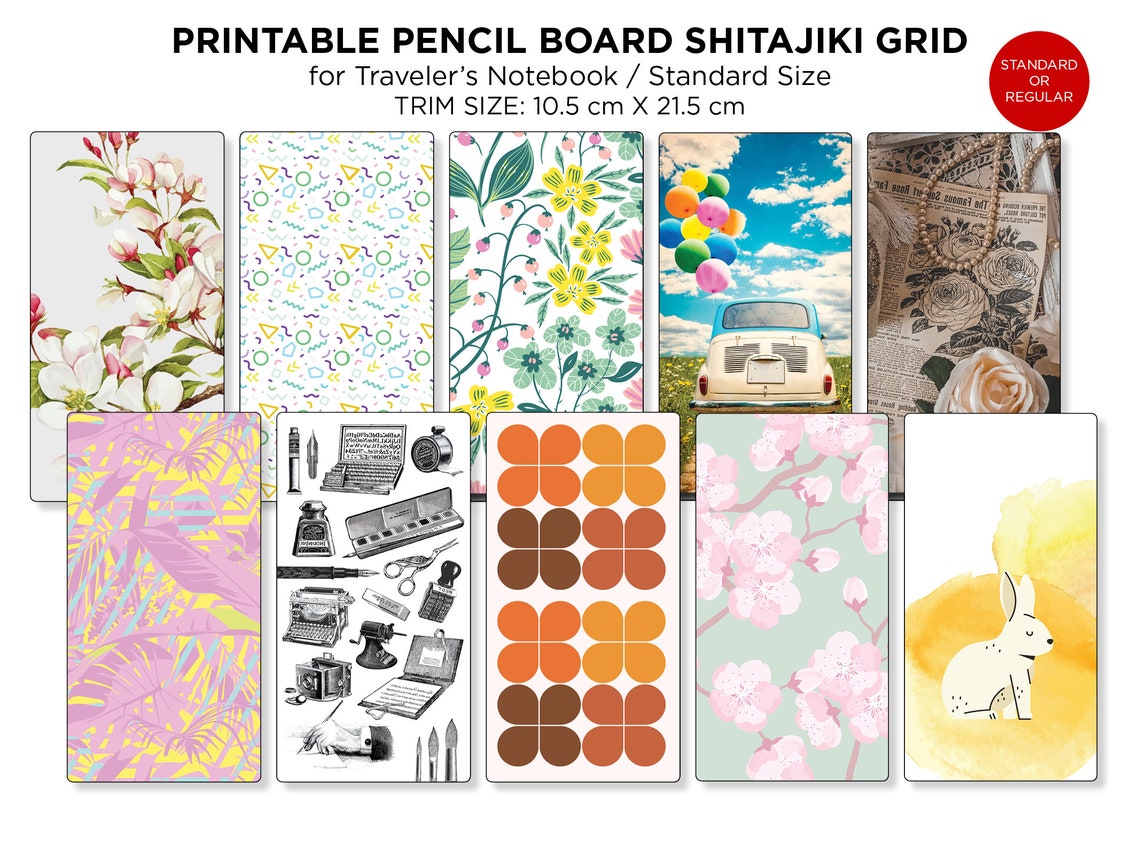 Printable PENCIL BOARD for Standard Traveler's Notebook GRID Shitajiki ...