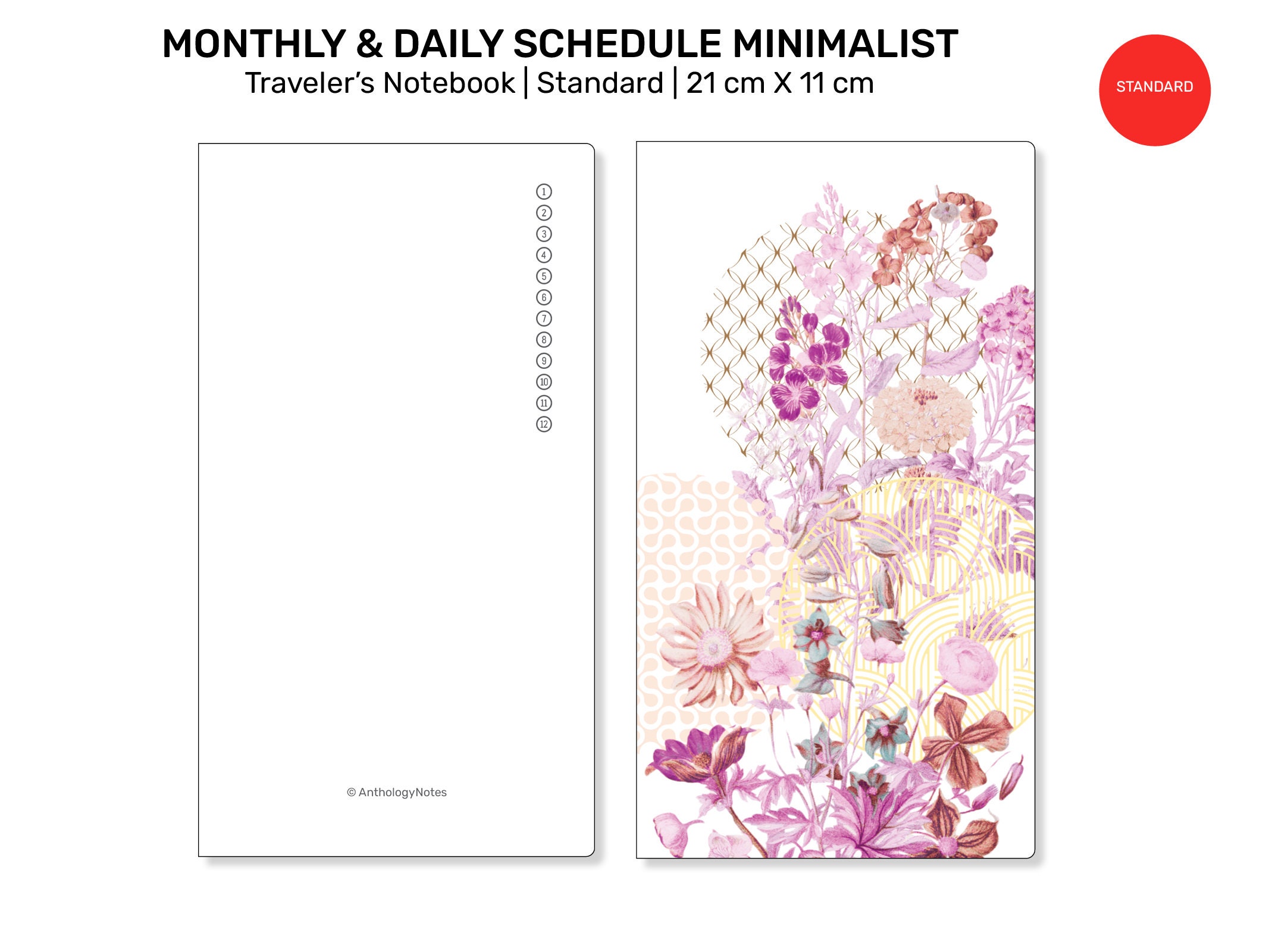 TN MONTHLY & DAILY Schedule Printable Refill Insert Traveler's Notebook ...