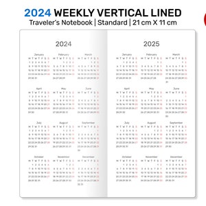 2024 Traveler's Notebook WEEKLY Vertical Printable Dated Insert ...