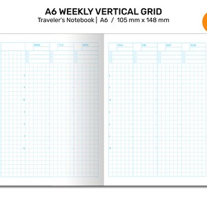 A6 Weekly Vertical Printable Grid - Traveler's Notebook - Wo2p - Hobo ...