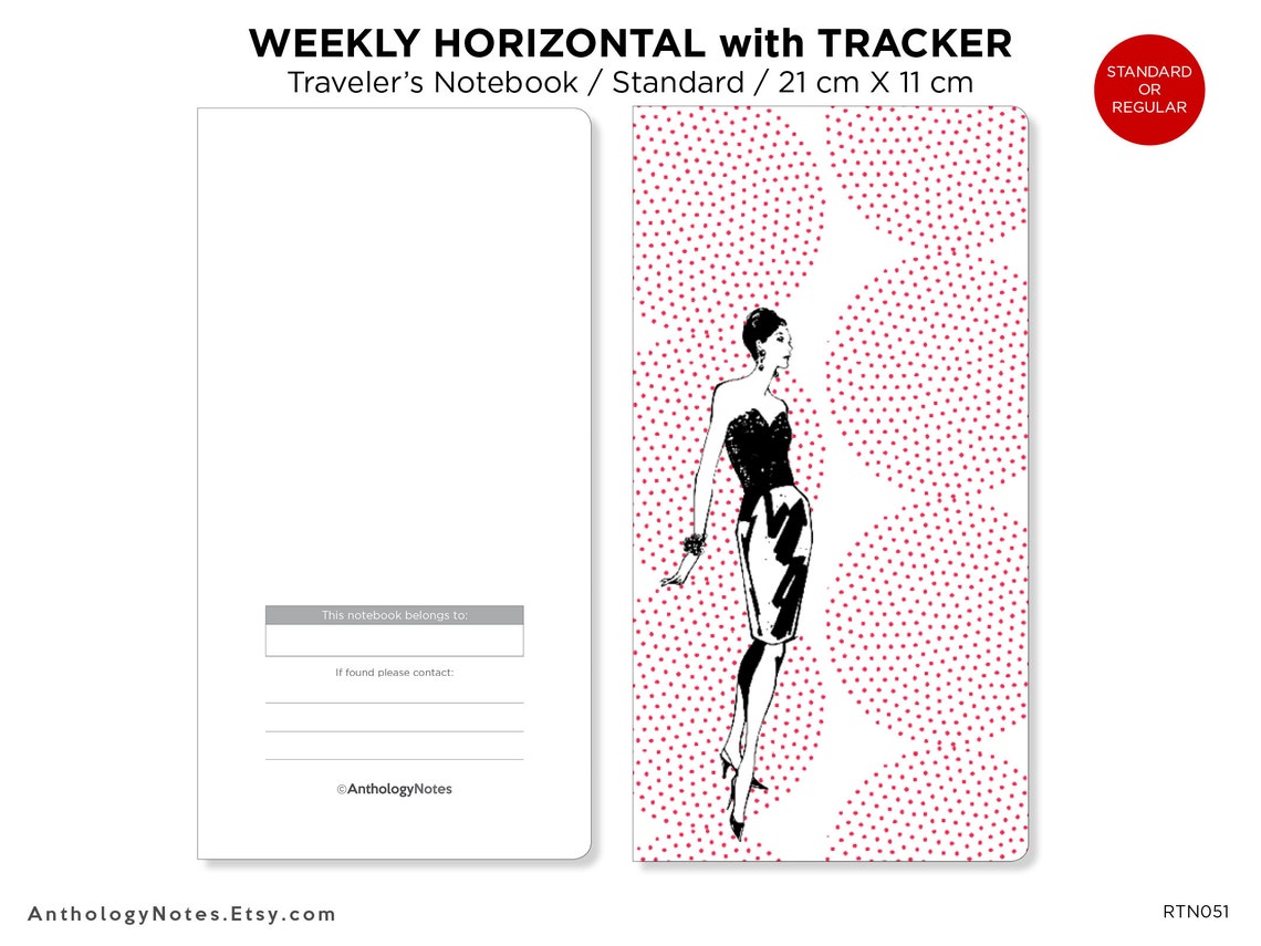 WEEKLY HORIZONTAL Regular Traveler's Notebook Printable Insert, TRACKER ...