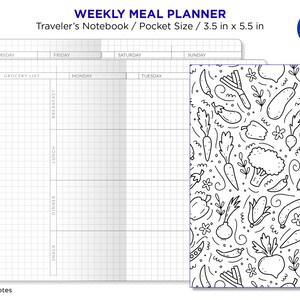 TN Pocket WEEKLY MEAL Planner Printable Traveler's Notebook Insert - Etsy